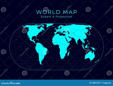 World Map Eckert Iii Projection Vector Illustration 169639036
