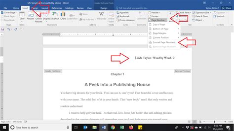 Lets Get Tech Y Adding Page Numbers To Your Manuscript Linda Taylor Teacher Editor