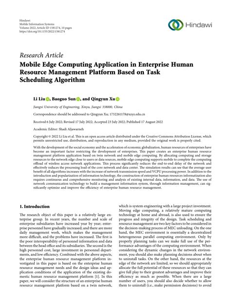 Pdf Mobile Edge Computing Application In Enterprise Human Resource Management Platform Based