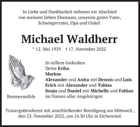traueranzeigen von michael waldherr trauer merkur de