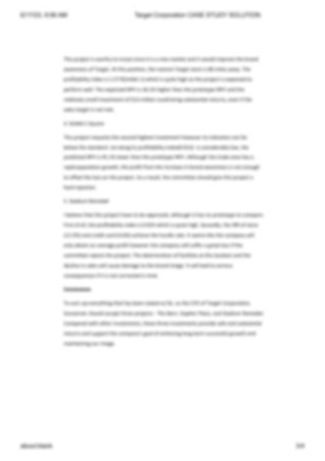 Solution Target Corporation Case Study Solution Studypool