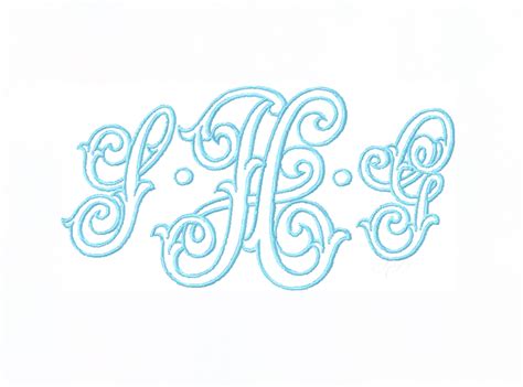 Embossed Monogram Satin Embroidery Font 4x4 Herrington Design