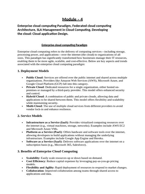 Module 4 Pdf Cloud Computing Service Level Agreement