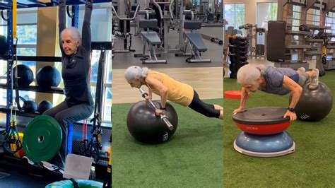 75 Yo Grandma Works Out Hard At The Gym