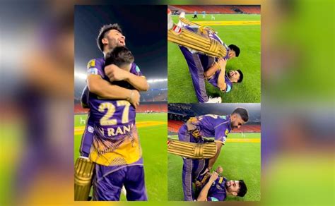 Nitish Rana Carries Rinku Singh In His Arms After His 5 Sixes In A Row