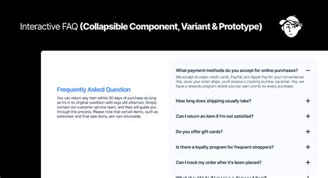 Interactive FAQ Collapsible Component Variant Prototype Figma