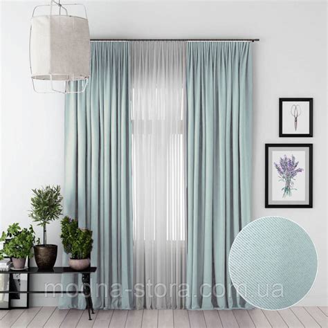 Комплект штори блекаут Shadow Колір світлий м ятний Готові штори в спальню зал вітальню