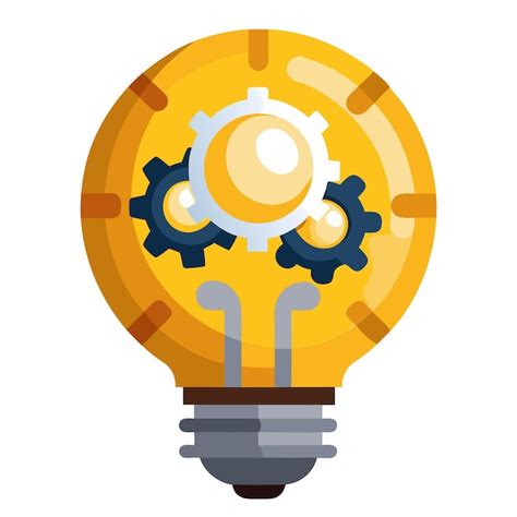 Premium Vector Yellow Lightbulb With Gears Inside Symbolising