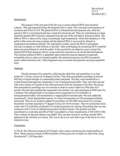 Devin Kyral Lab Report 4 Devin Kyral 2717 Mol Bio Lab 2