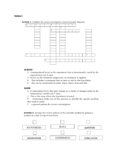 Activity Sheet For Sci7week 2 Pdf Hypothesis Scientific Method