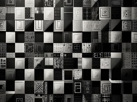 Monochrome Geometric Square Pattern Background Vector Illustration Premium Ai Generated Image