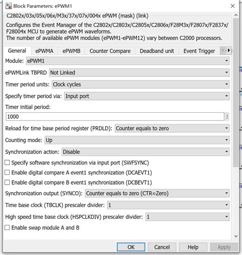 Tms320f280049c Matlab Simulink Embedded Coder Epwm Synchronization C2000 Microcontrollers