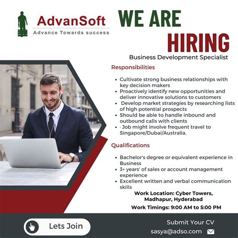 Advansoft On Linkedin Hiringalerts Businessdevelopmentspecialist