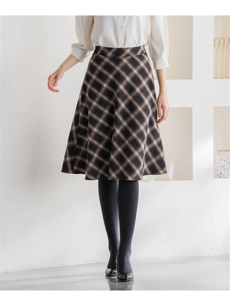 楽天市場SALE50 OFFオンブレチェック 美シルエットフレアスカート 手洗い可能 ketty ケティ スカート ロング