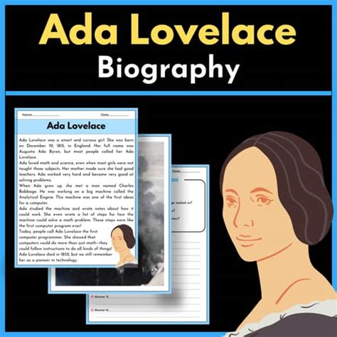 Ada Lovelace Biography Reading Comprehension Activities Famous Inventor