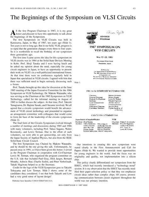 The Beginnings Of The Symposium On Vlsi Circuits Ieee Journals