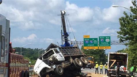Overturned Dump Truck Shuts Down Portion Of Route 322 Westbound