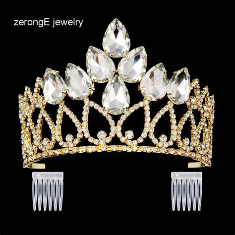Buy Zeronge Jewelry Gold Wedding Tiara Crown Large