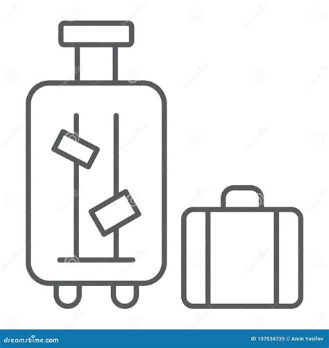 Luggage Thin Line Icon Suitcase And Bag Baggage Sign Vector Graphics