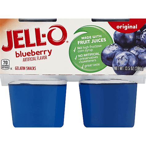 Jell O® Original Blueberry Gelatin Snacks 4 Ct Cups Refrigerated Jello And Pudding Sun Fresh