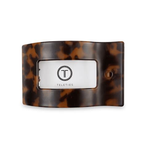 Tortoise Medium Flat Rectangle Hair Clip In Brown Teleties