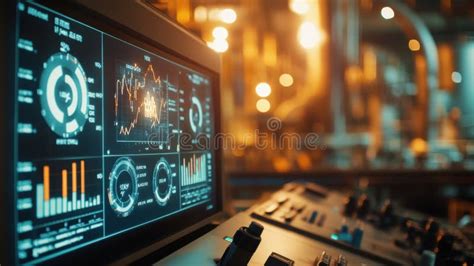 Control Panel Showing Various Charts And Data In Industrial Setting