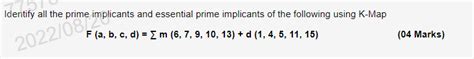 Identify All The Prime Implicants And Essential Prime