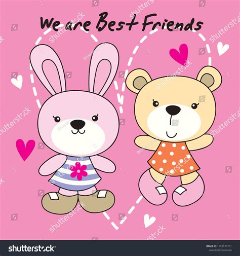 Cute Rabbit Bear Cartoon Illustrations Stock Vector Royalty Free