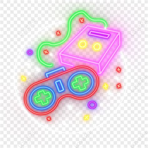 레드 네온 조명 일러스트 게임 상자 핸들조명 효과게임 패드 Png 일러스트 무료 다운로드 Lovepik