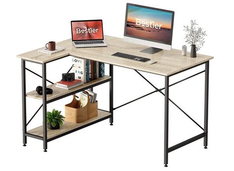 Bestier L Shaped Desk Small Corner Desk With Shelves 120cm Reversible Computer Desk Writing