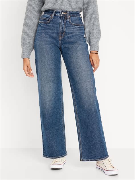 Curvy Extra High Waisted Wide Leg Jeans Old Navy