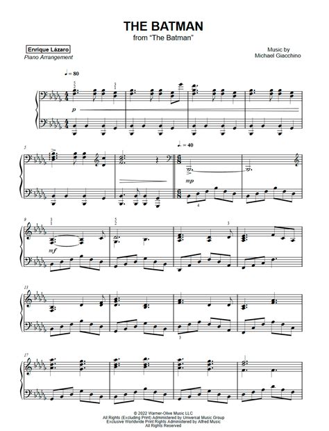 The Batman 2022 Piano Sheet Music