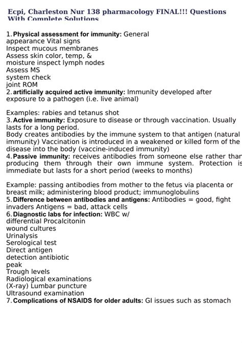 Ecpi Charleston Nur Pharmacology FINAL Questions With Complete Solutions NUR