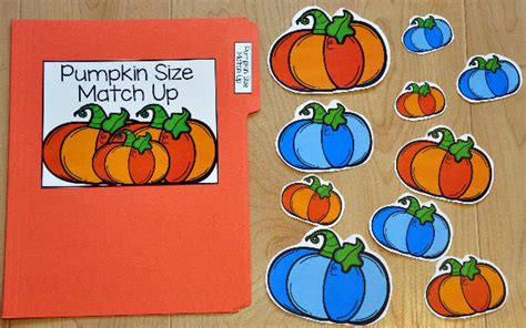 Pumpkins Size Match Up File Folder Game 100 File Folder Games At