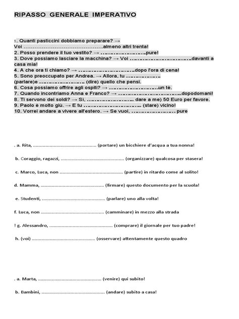 Ripasso Generale Imperativo Pdf