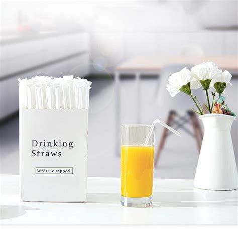 300 Pack Clear Flexible Disposable Drinking Straws Food Grade