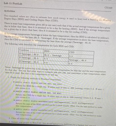 solved lab 11 postlab cs1440 activities two standard values