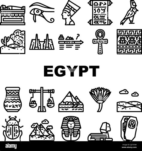 Egypt Civilization Landscape Icons Set Vector Stock Vector Image And Art