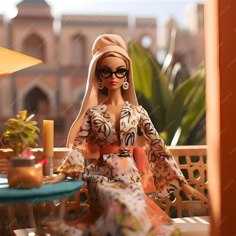 Premium Ai Image Cute Blonde Barbie Wearing Glasses And An Arabic