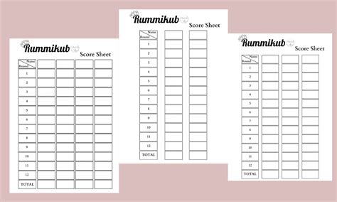 Rummikub Score Sheets Score Board Score Sheets For Games Party Rummikub