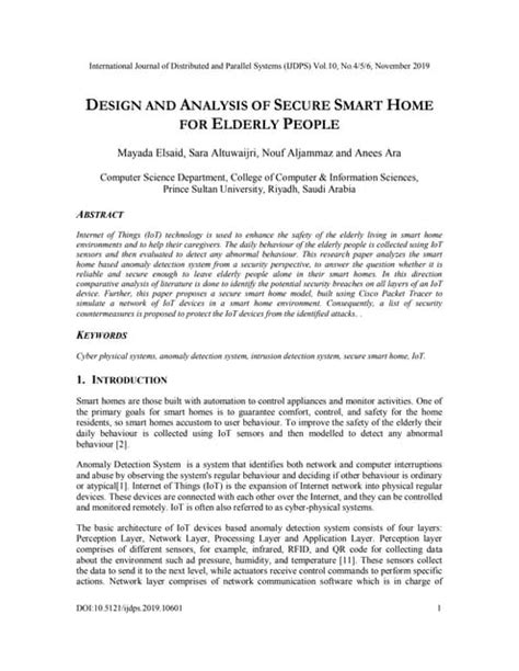 design and analysis of secure smart home for elderly people pdf