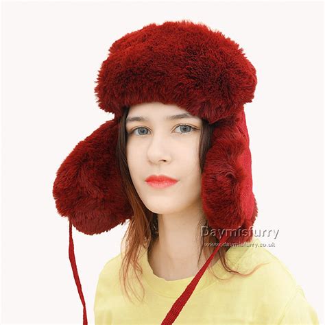 Furry Knit Russian Hat With Pom Pom Winter Hat Etsy