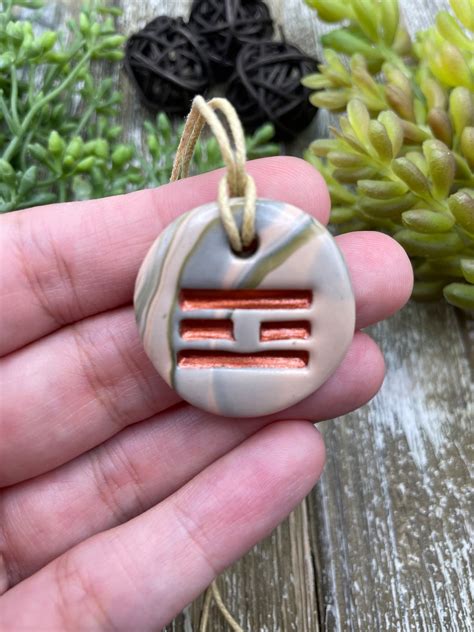 Fire Li Trigrami Ching Pendant Handmade Taoist Necklace For I Ching