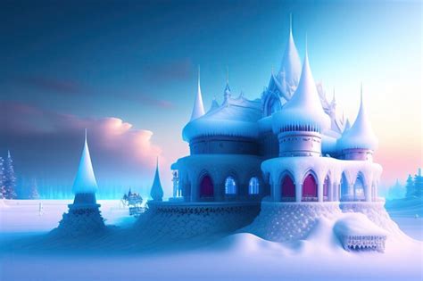 Premium Photo Magic Ice Castle With Snow Digital Art