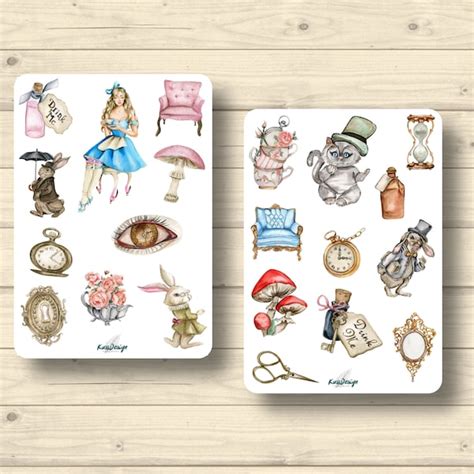 Alice In Wonderland Stickers Etsy