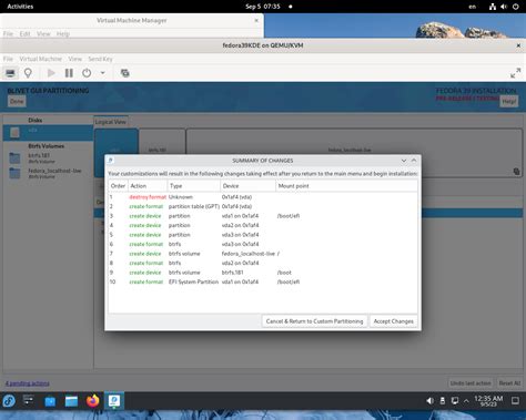 Openstack Rdo Andand Kvm Hypervisor Anaconda Advanced Partitioner Blivet Gui On Fedora 39 Kde