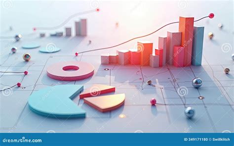 3D Infographics For Business Presentation With Neon Glowing Charts
