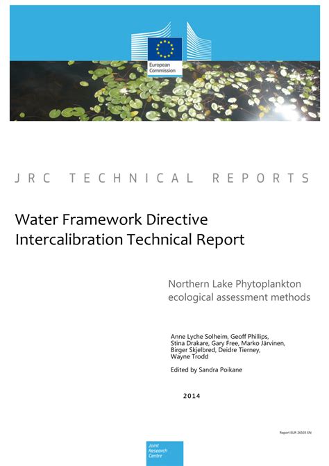 Pdf Water Framework Directive Intercalibration Technical Report Northern Lake Phytoplankton