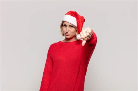 Premium Photo Young Pretty Woman Wearing Christmas Clothes