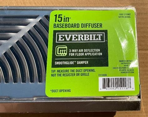 Everbilt Hvac Supplies 15 3 Way Steel Baseboard Diffuser Supply Satin